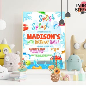 Editable Splish Splash Invitation, Splash Pad Party Invitation, Water ...