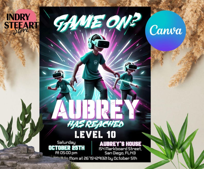 Editable VR Brithday Party Invitation, Virtual Reality Party, Instant ...