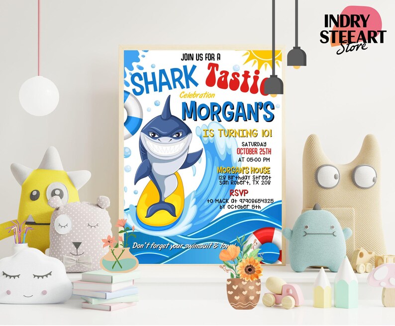 Editable Shark Invitation, Shark Birthday Invitation, Sharktastic Party ...