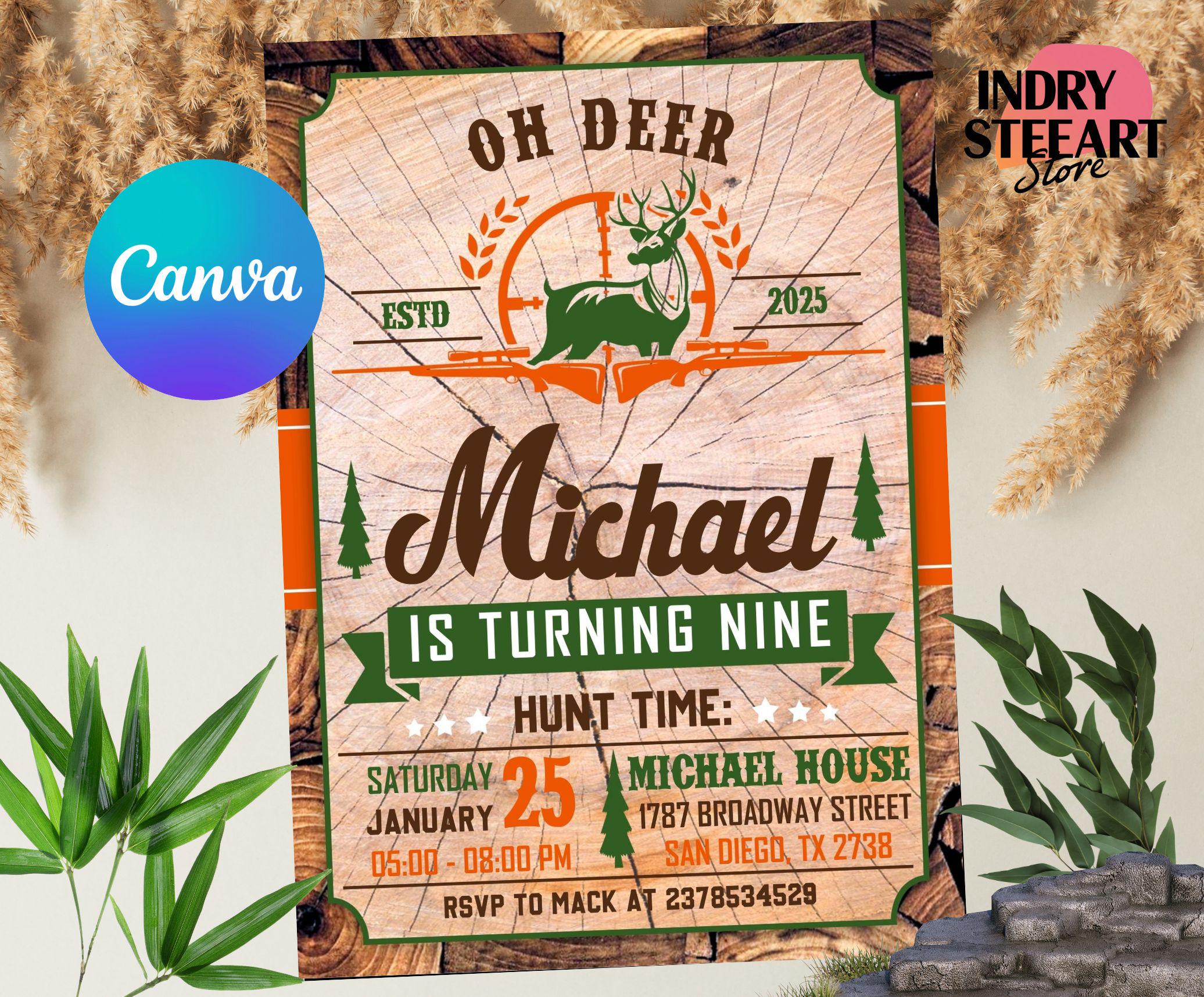 Hunting Birthday Party Invitation, Hunting Invitation, Birthday ...