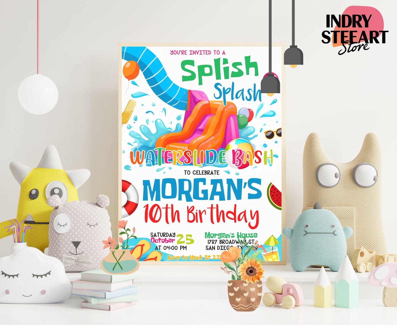 Editable Waterslide Birthday Invitation, Water Slide Invitation, Boy ...