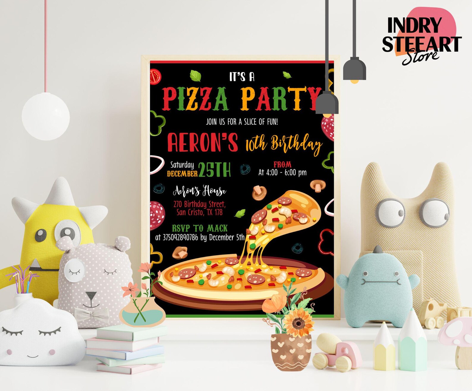 Pizza Party Invitation Template, Pizza Birthday Party Invitation, Pizza ...