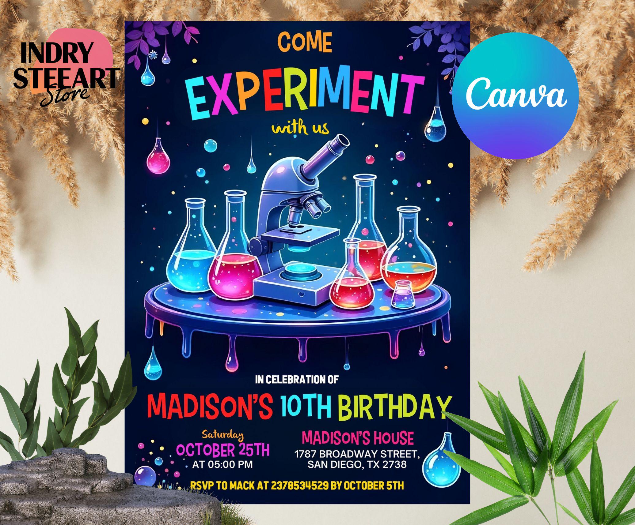 Science Birthday Invitation, Science Invitation, Boy Girl Science Party ...