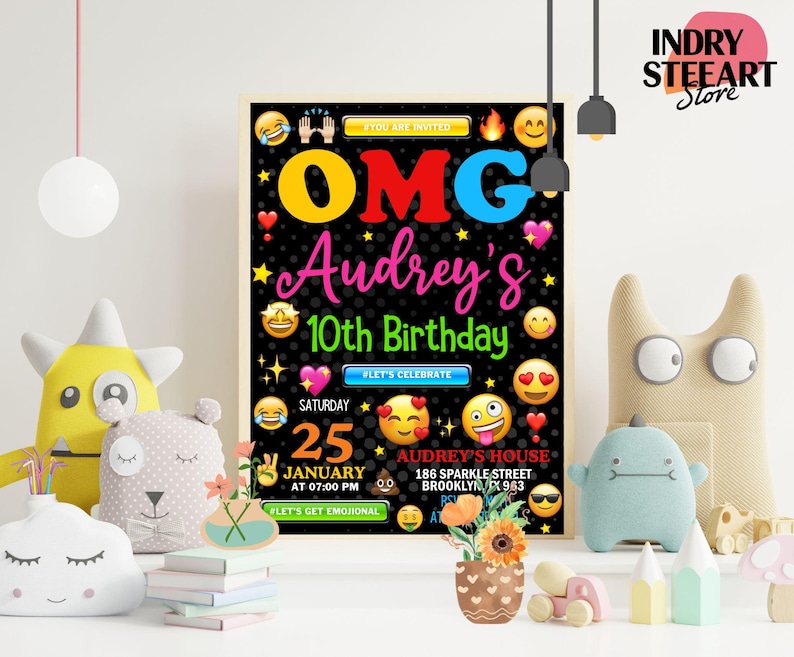 Editable Emoji Birthday Party Invitation, Emoji Invitation, Emoji Party ...