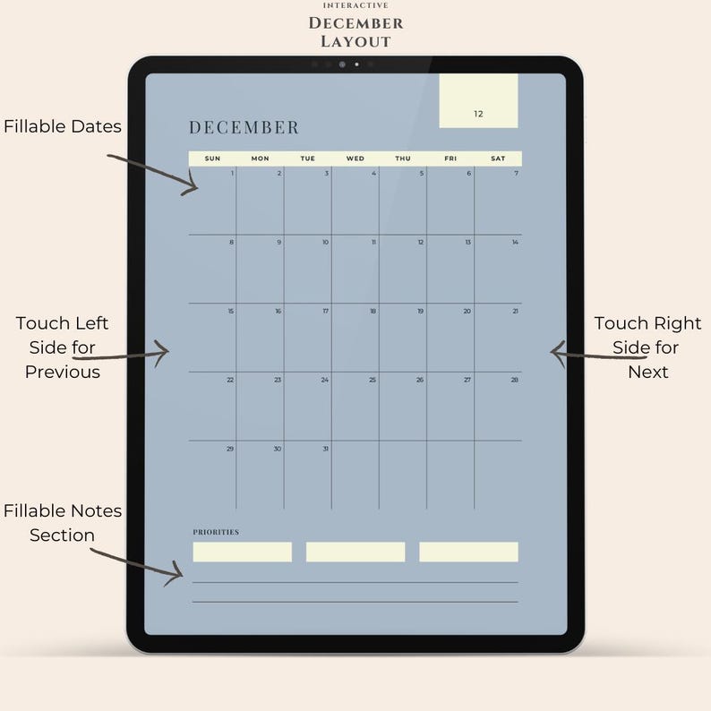 December 2024 Digital Planner - Interactive, Fillable & Printable - Etsy