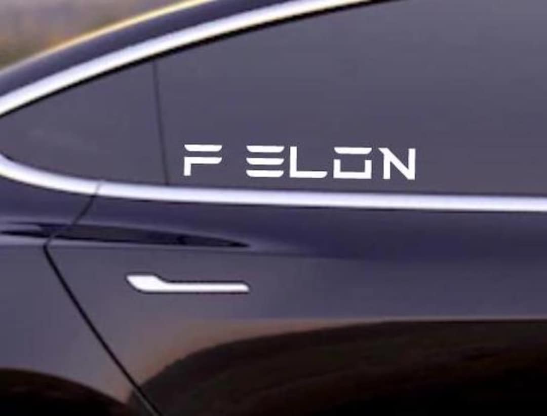 F Elon Vinyl Car Decal for Tesla (white); Anti Elon Musk Decal; Elon ...