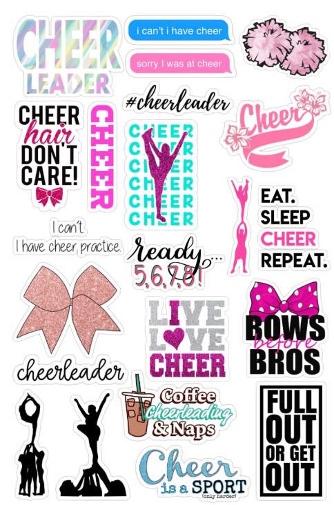 Cheerleading Sticker Sheet #1 | Cheerleader | Stickers | All Star ...