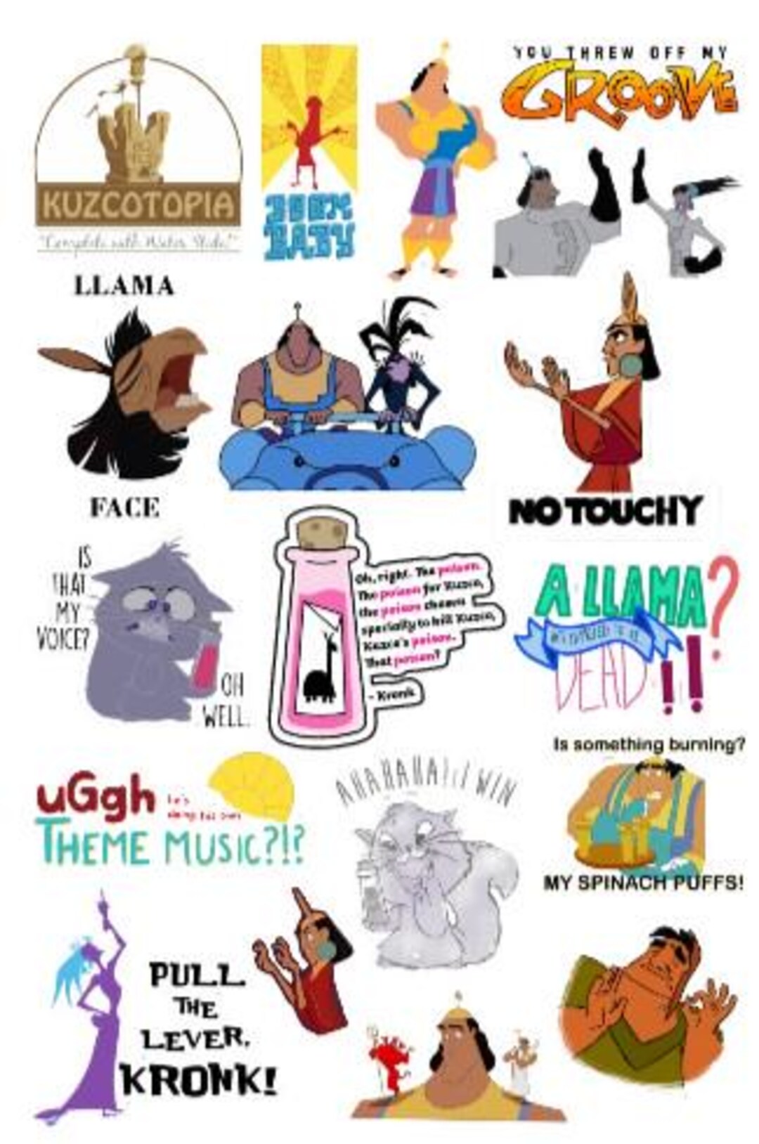 Emperors New Groove #2 Sticker Sheet | Kronk | Kuzco | Decal | Stickers ...