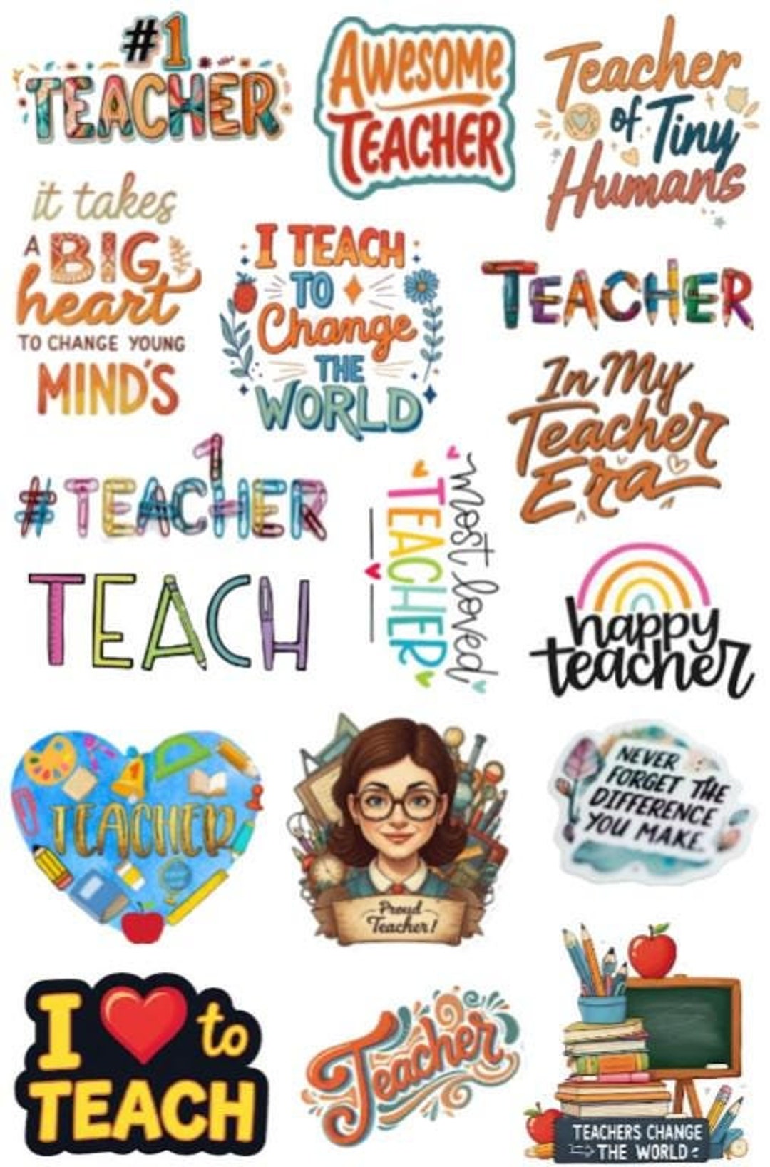 Teacher Sticker Sheet | Teacher | School | Sticker Sheet | Gift - Etsy