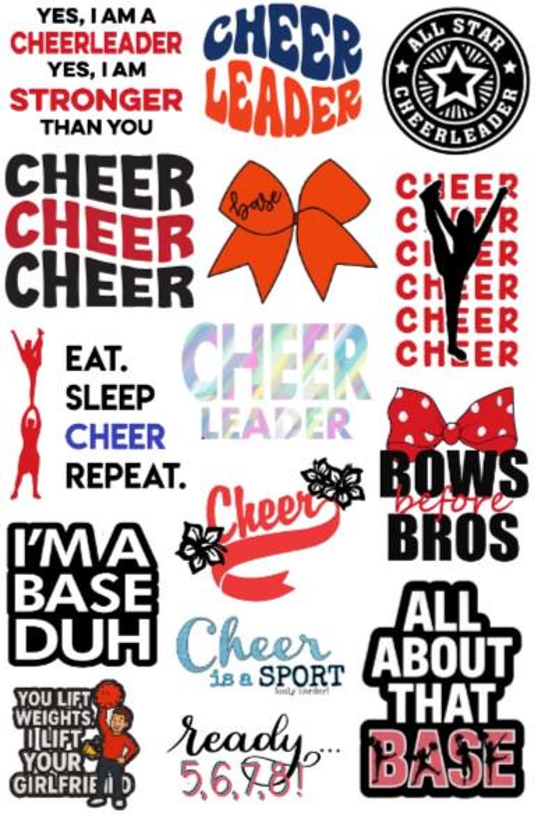 Cheerleading Sticker Sheet #4 | Cheerleader | Stickers | All Star ...