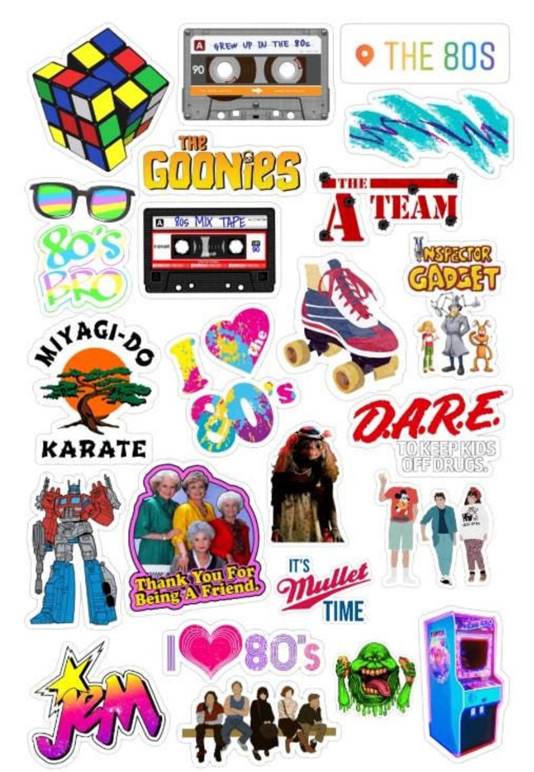 80's Decade Sticker Sheet | 1980's | Stickers | Decals - Etsy