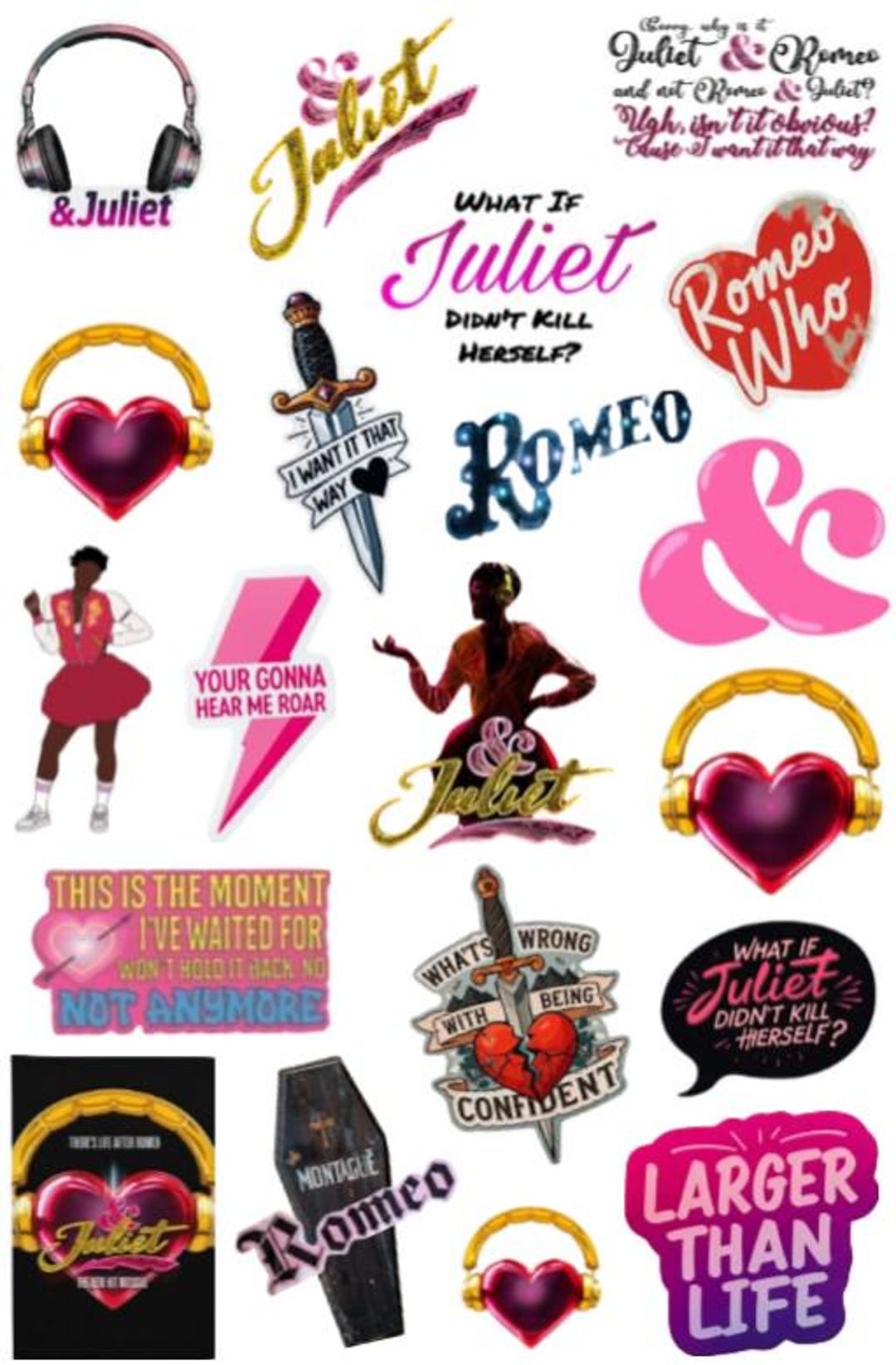 And Juliet Musical Sticker Sheet | &juliet | Musical | Broadway | New ...