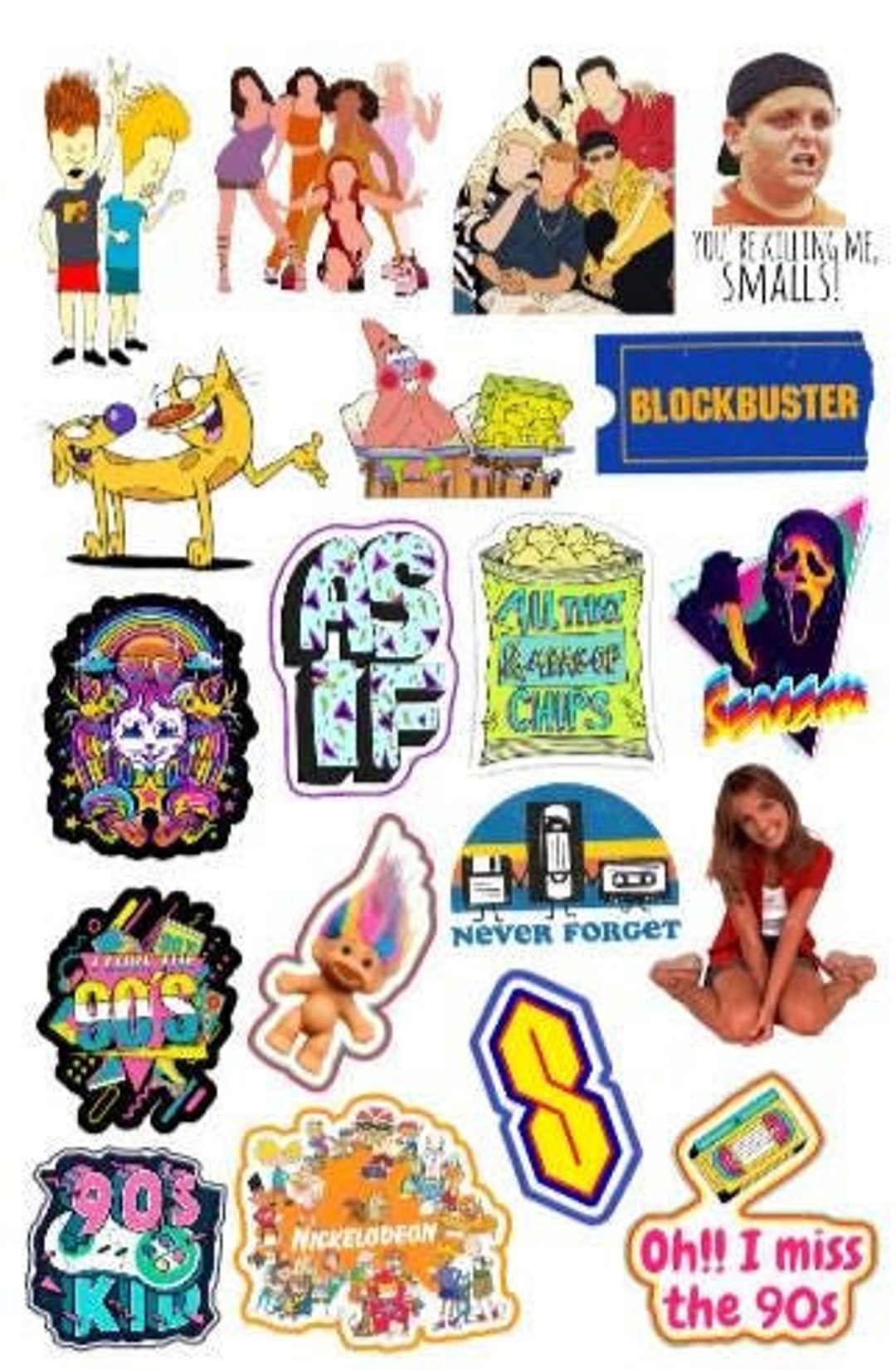 90's Decade Sticker Sheet | 1990's | Stickers | Decals - Etsy