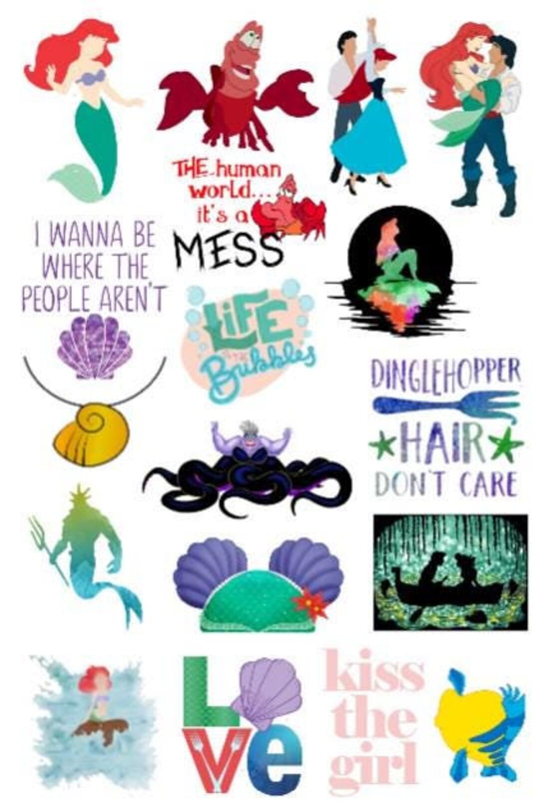 Little Mermaid Sticker Sheet | Ariel | Under the Sea | Movie ...