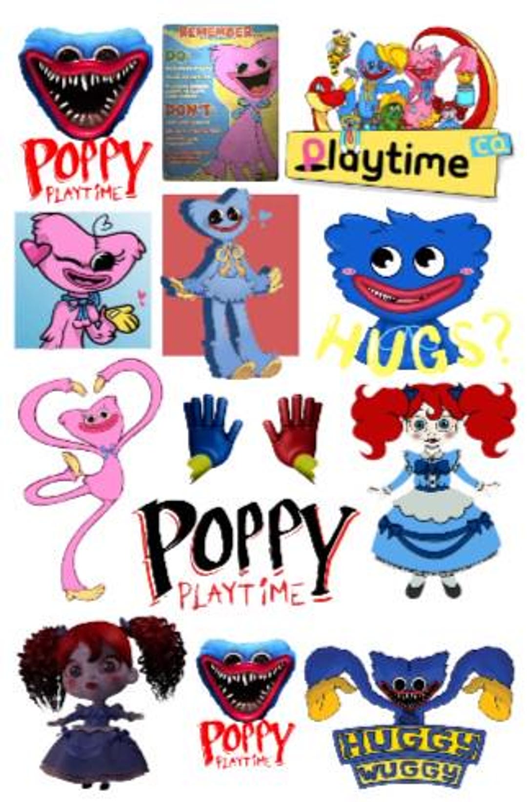 Poppy's Playtime Sticker Sheet Poppy Huggy Video Game Kids Horror ...