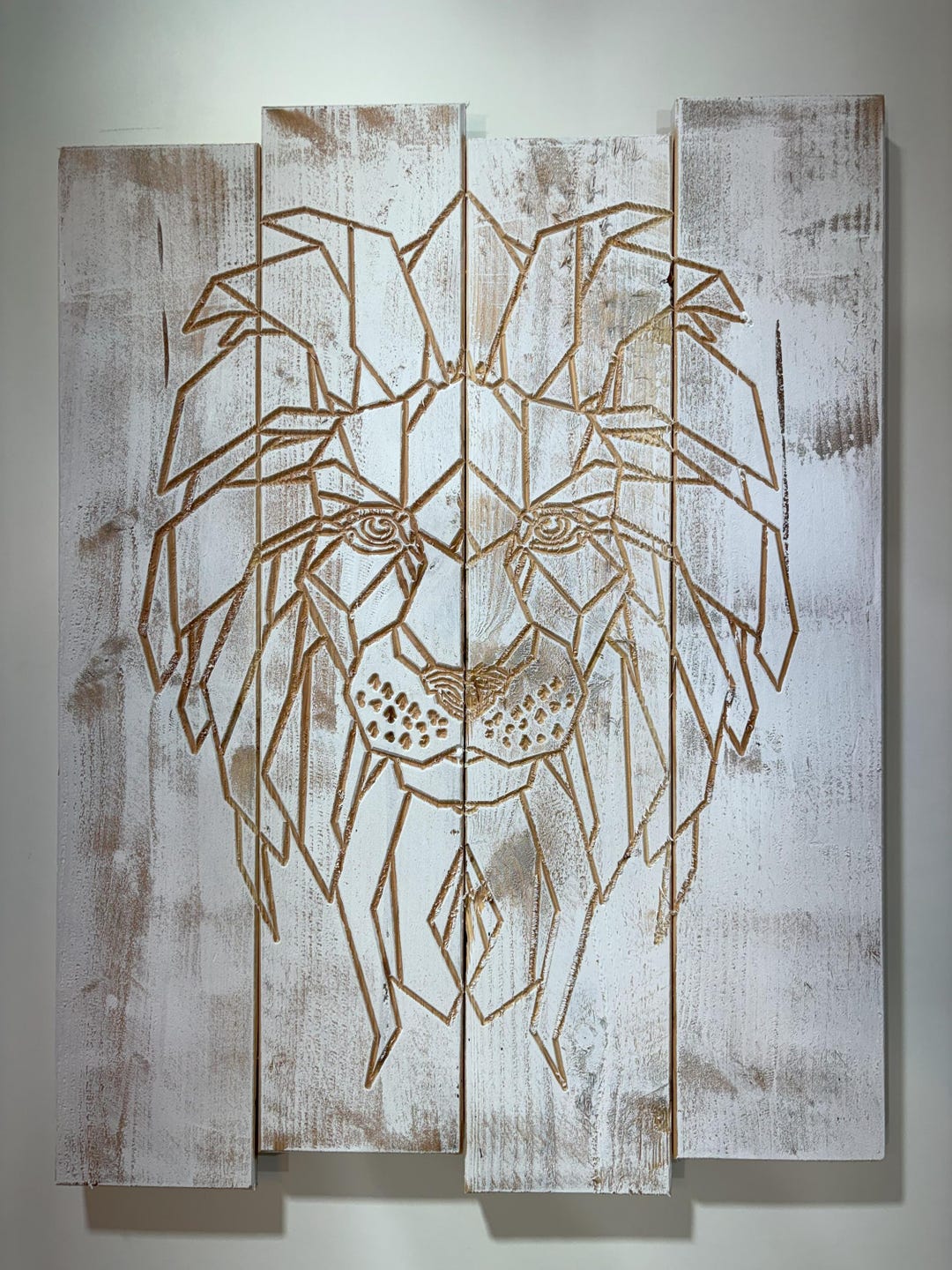 Unique Handmade Lion Wood Frame Engraved on Natural Wood, Wall Decoration, Authentic, Dimension ...