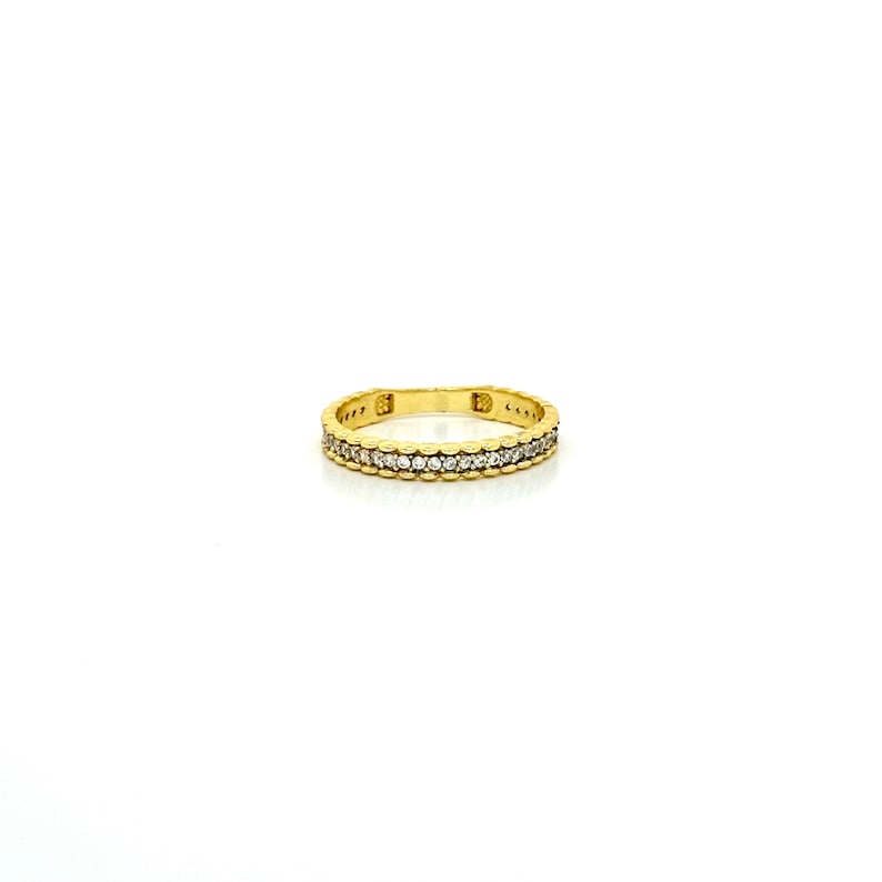 14k Solid Gold Diamond Eternity Band Ring / Dainty Stackable Wedding ...