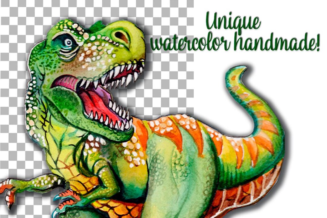 Watercolor T-rex Dinosaur Collection – 10 Cute Hand-painted PNG Designs ...