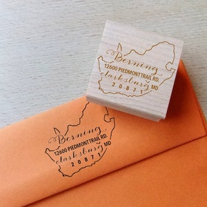 South Africa Return Address Stamp – Custom Wooden Handle - Return ...