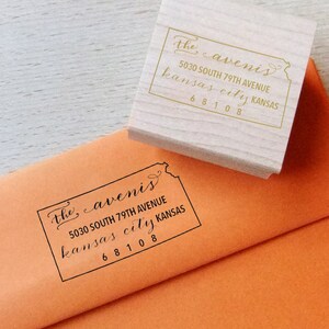Kansas Address Stamp - Custom Return State Address Stamp, Wood Mounted ...