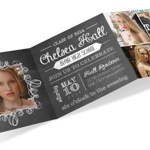 Graduation Invite -- Tri-fold Invitation, Chalkboard Invite, Photo ...
