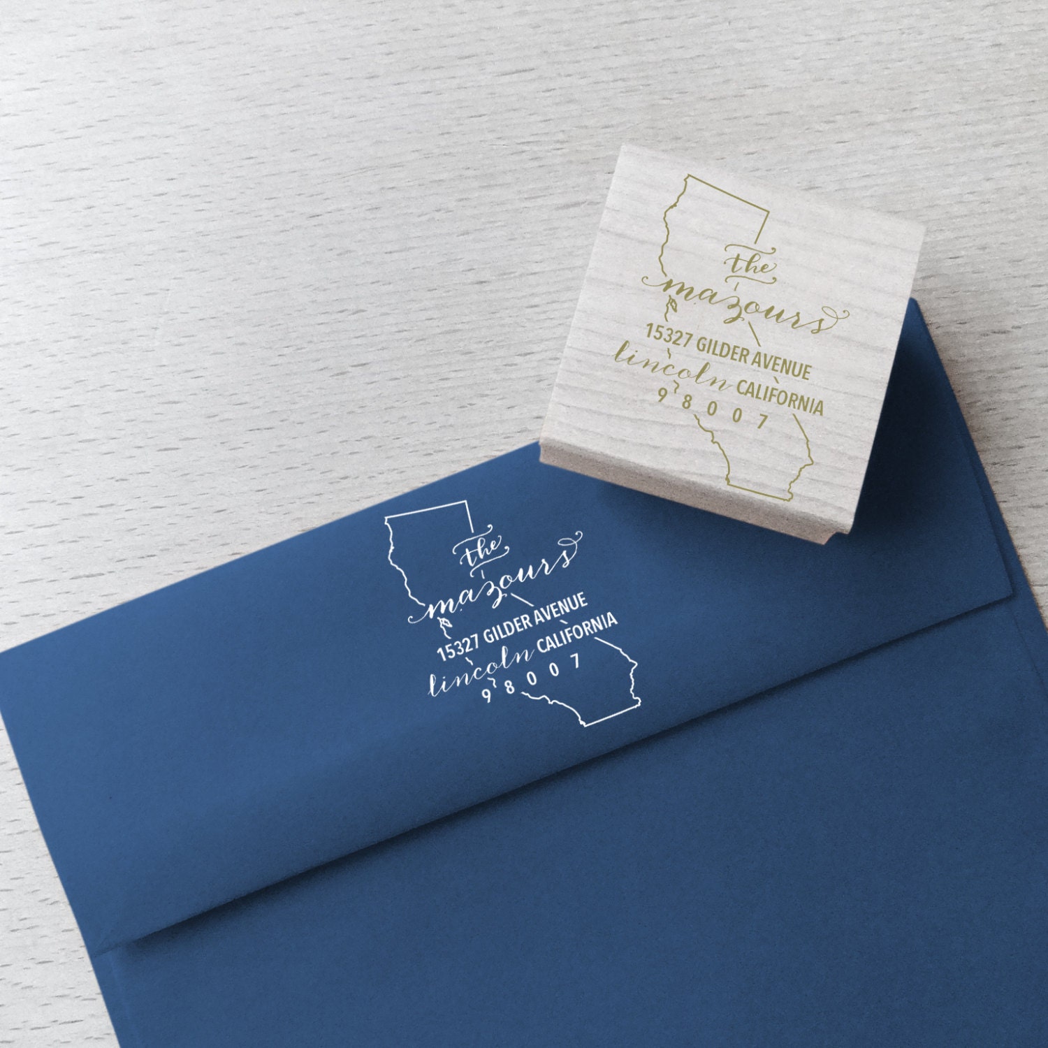 California Address Stamp Custom Wooden Handle State Return | Etsy