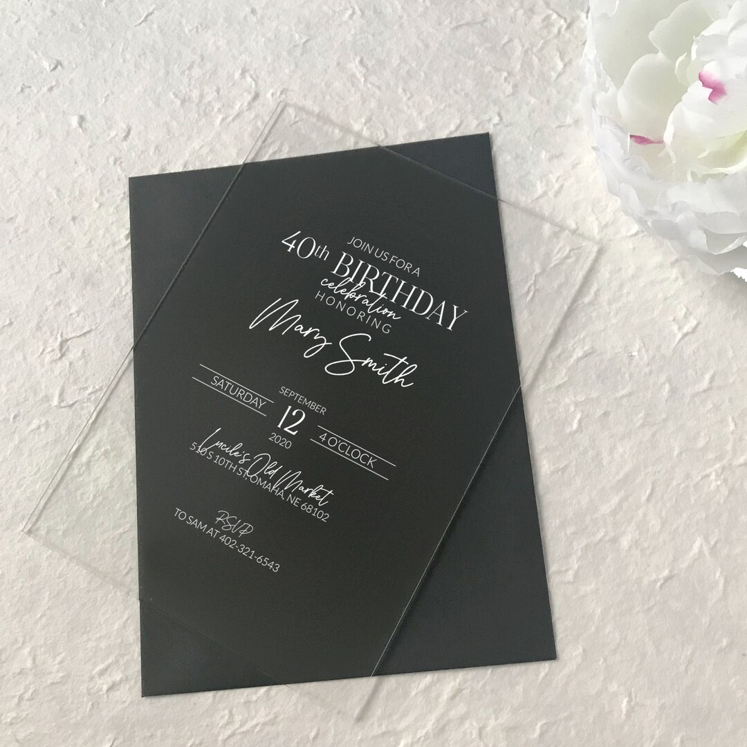 Acrylic Invitation - Wedding Invitation - Birthday Invitation - White ...