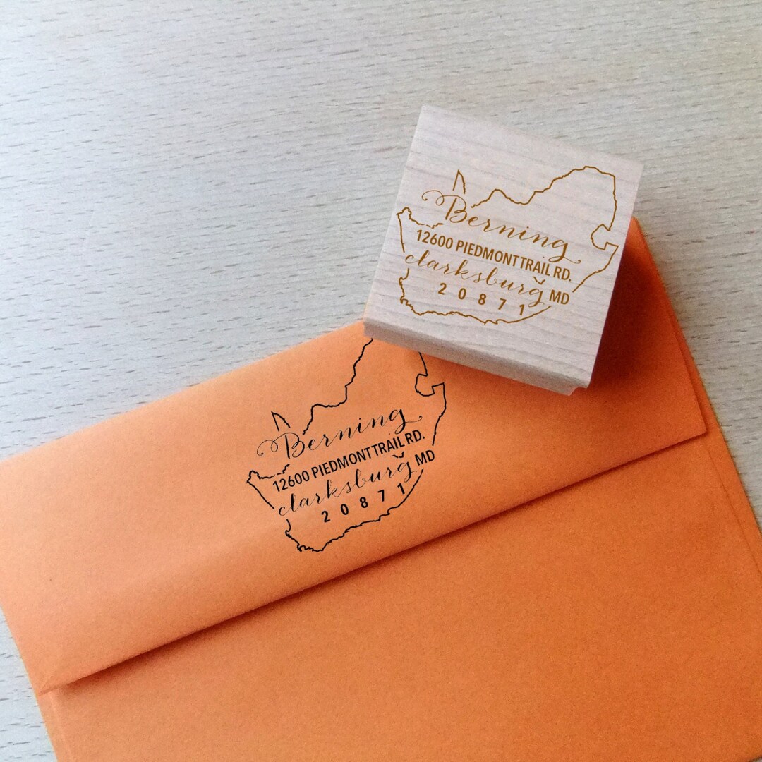 South Africa Return Address Stamp – Custom Wooden Handle - Return ...