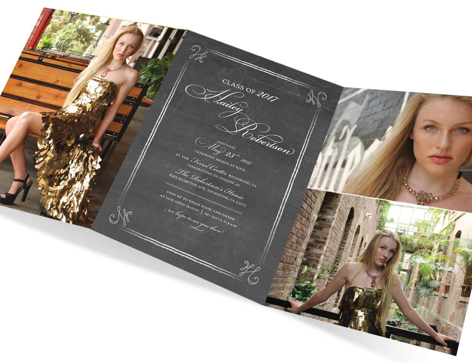 Chalkboard Photo Graduation Invitation Tri-fold Invitation - Etsy