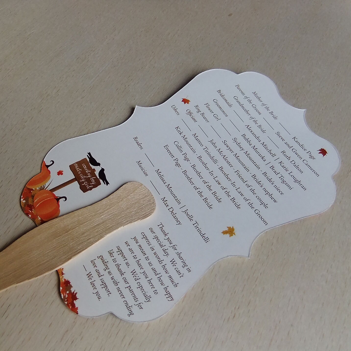 Wedding Program Fan Printable Fan Program Template PDF - Etsy