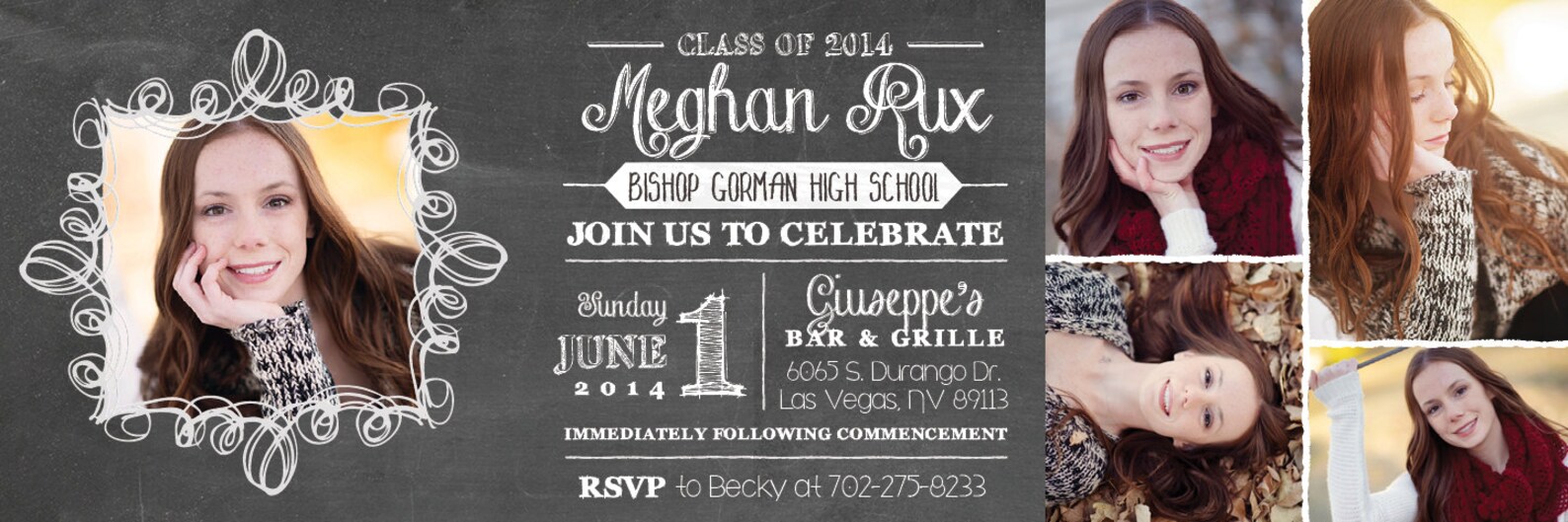 Graduation Invite Tri-fold Invitation Chalkboard Invite - Etsy