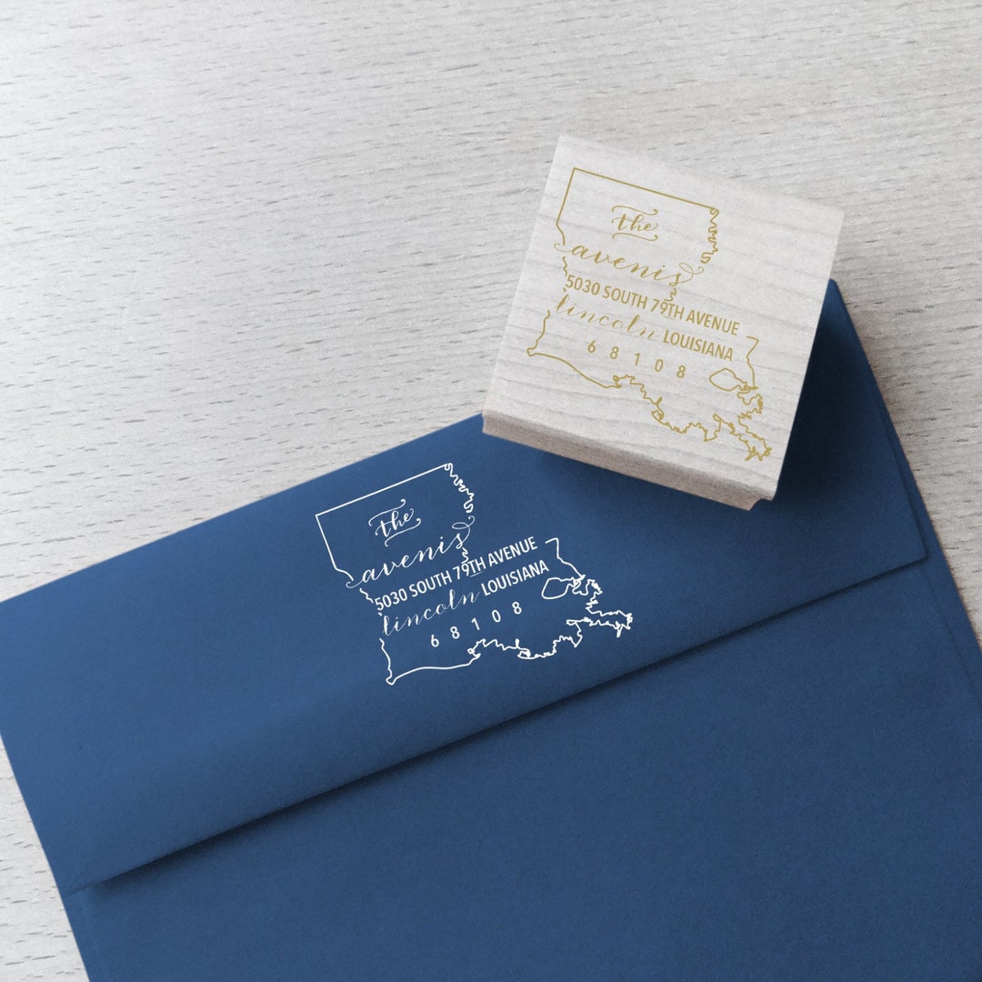 Louisiana Address Stamp - Custom Return State Address Stamp, Wood ...