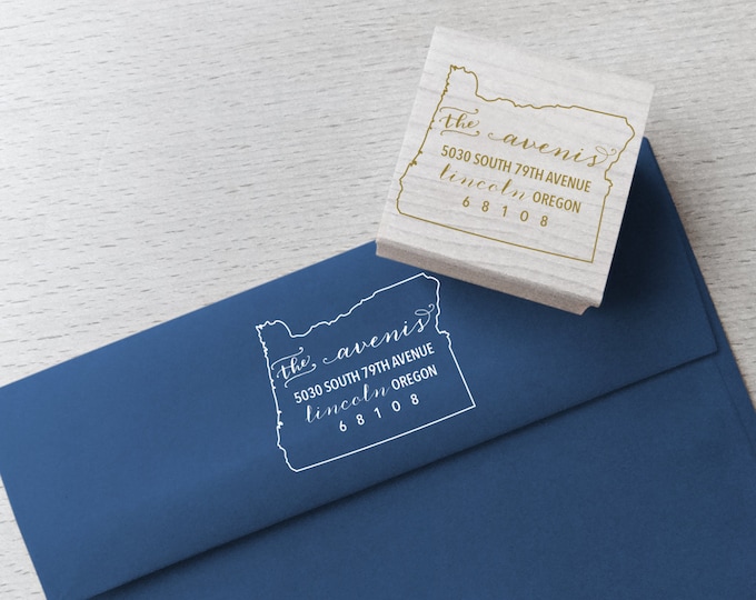Oregon Address Stamp Custom Return State Address Stamp, Wood Mounted or ...
