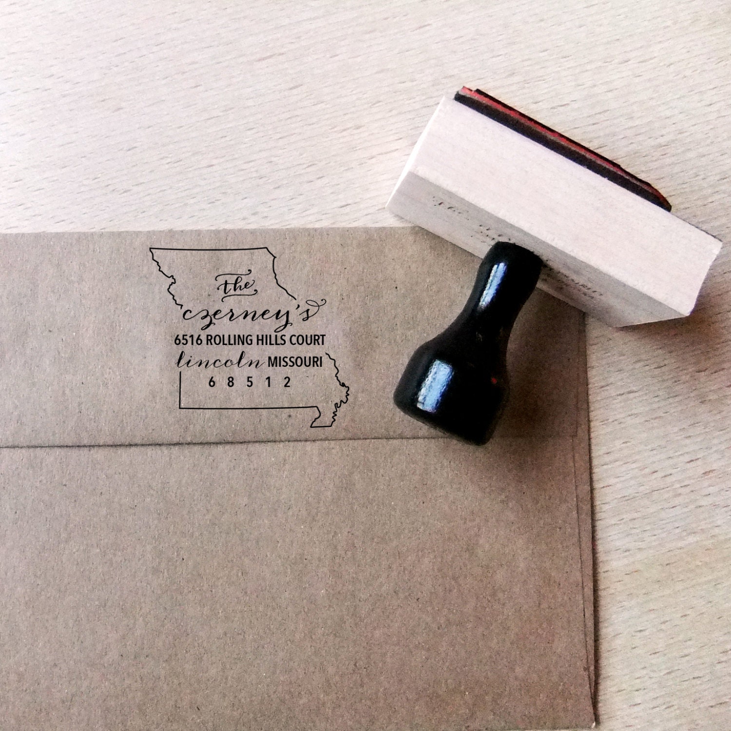 Missouri Address Stamp - Custom Wooden Handle Return Address Stamp ...