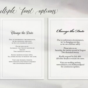 Change the Date Card -- Custom Printable Insert, Wedding Date Change ...