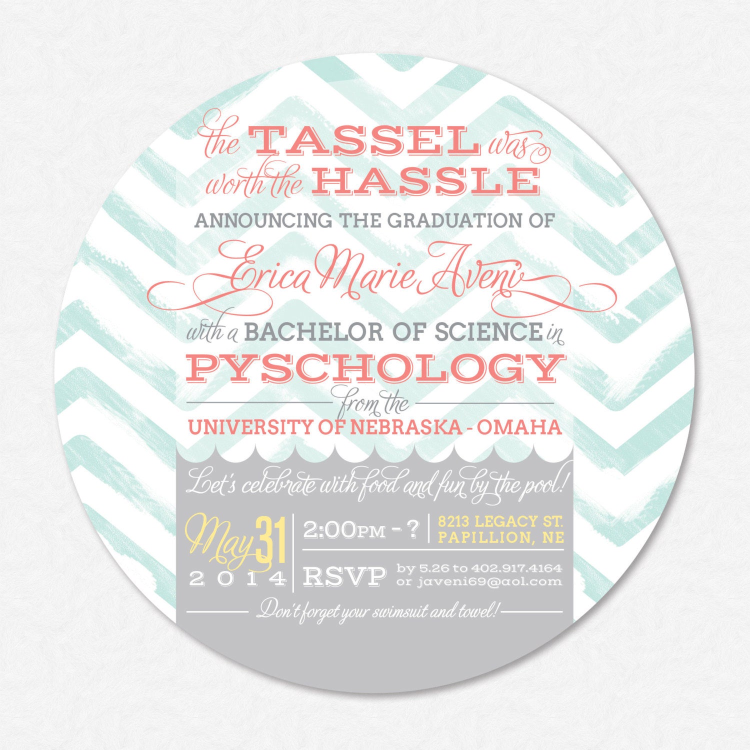 Circle Graduation Invitation - Digital Invitation - Printable Invite ...