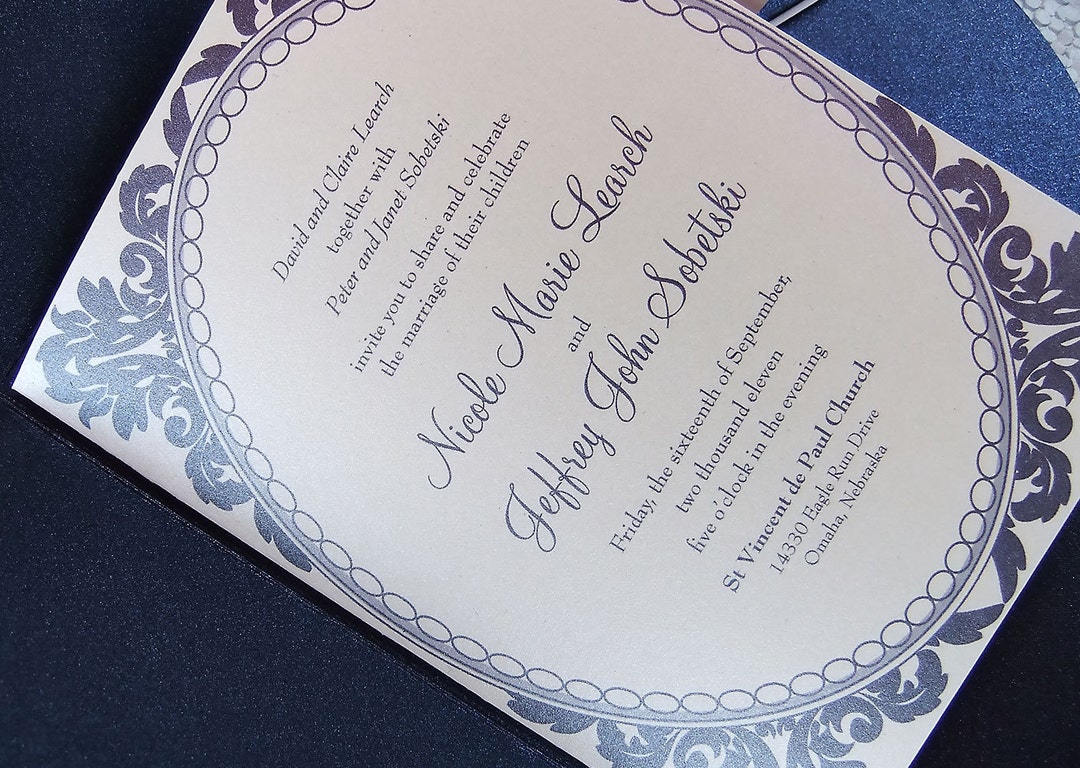 Damask Printable Wedding Invitation Suite Custom Printable - Etsy