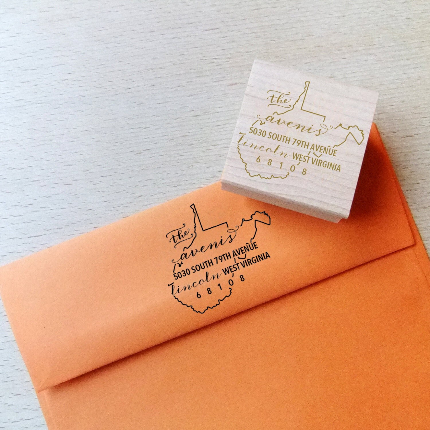 West Virginia Address Stamp - Custom Return State Address Stamp, Wood ...