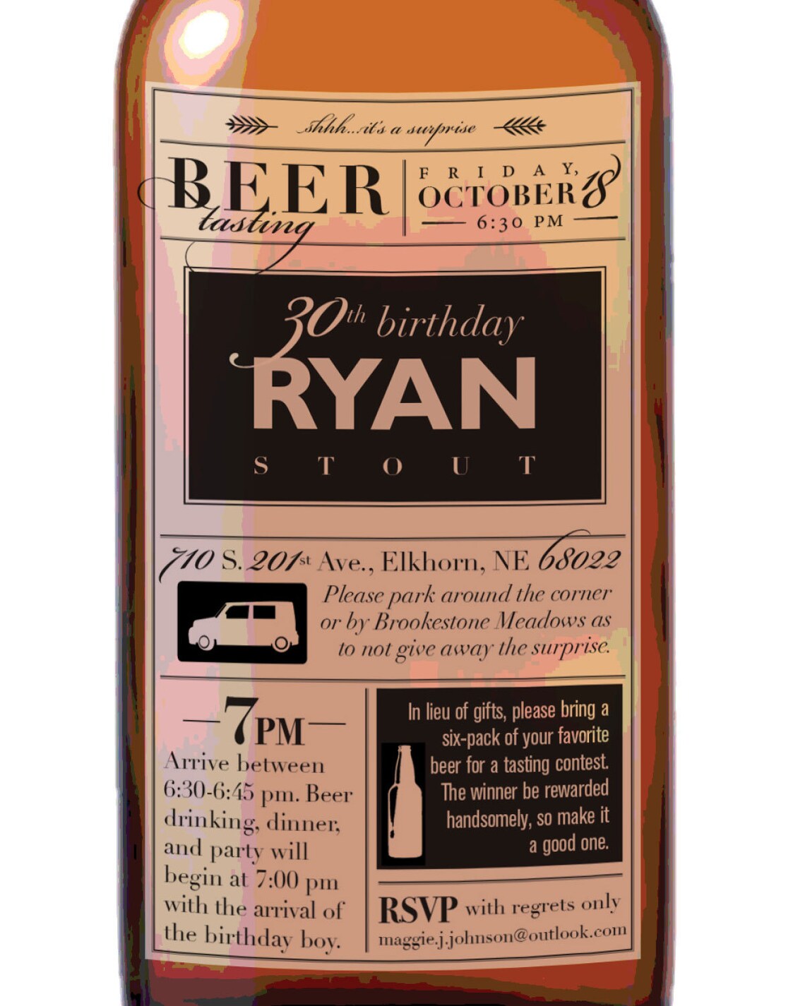 Beer Bottle Party Invite -- Custom Printable PDF -- Beer Tasting Party ...