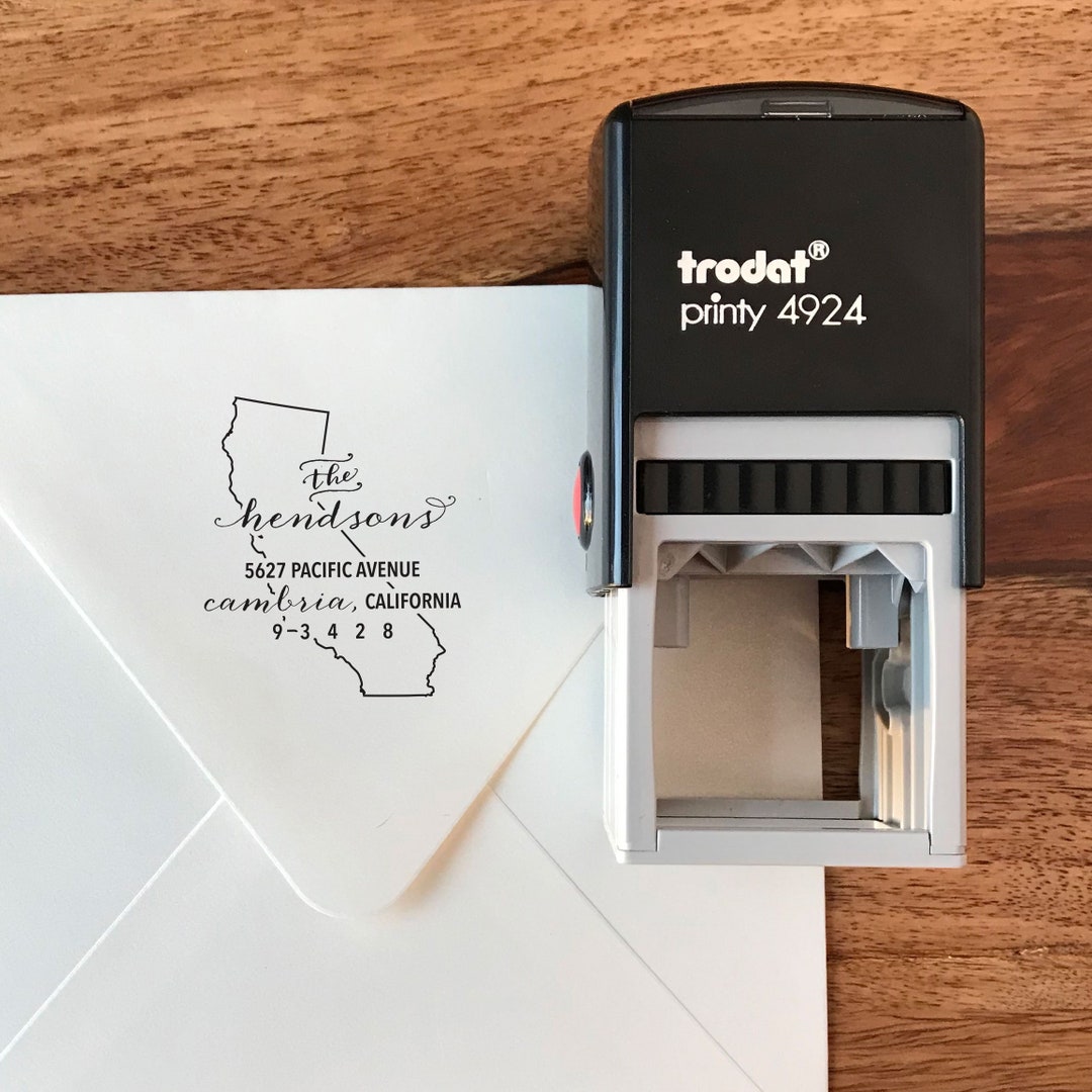 California Address Stamp - Custom Wooden Handle State Return Address ...