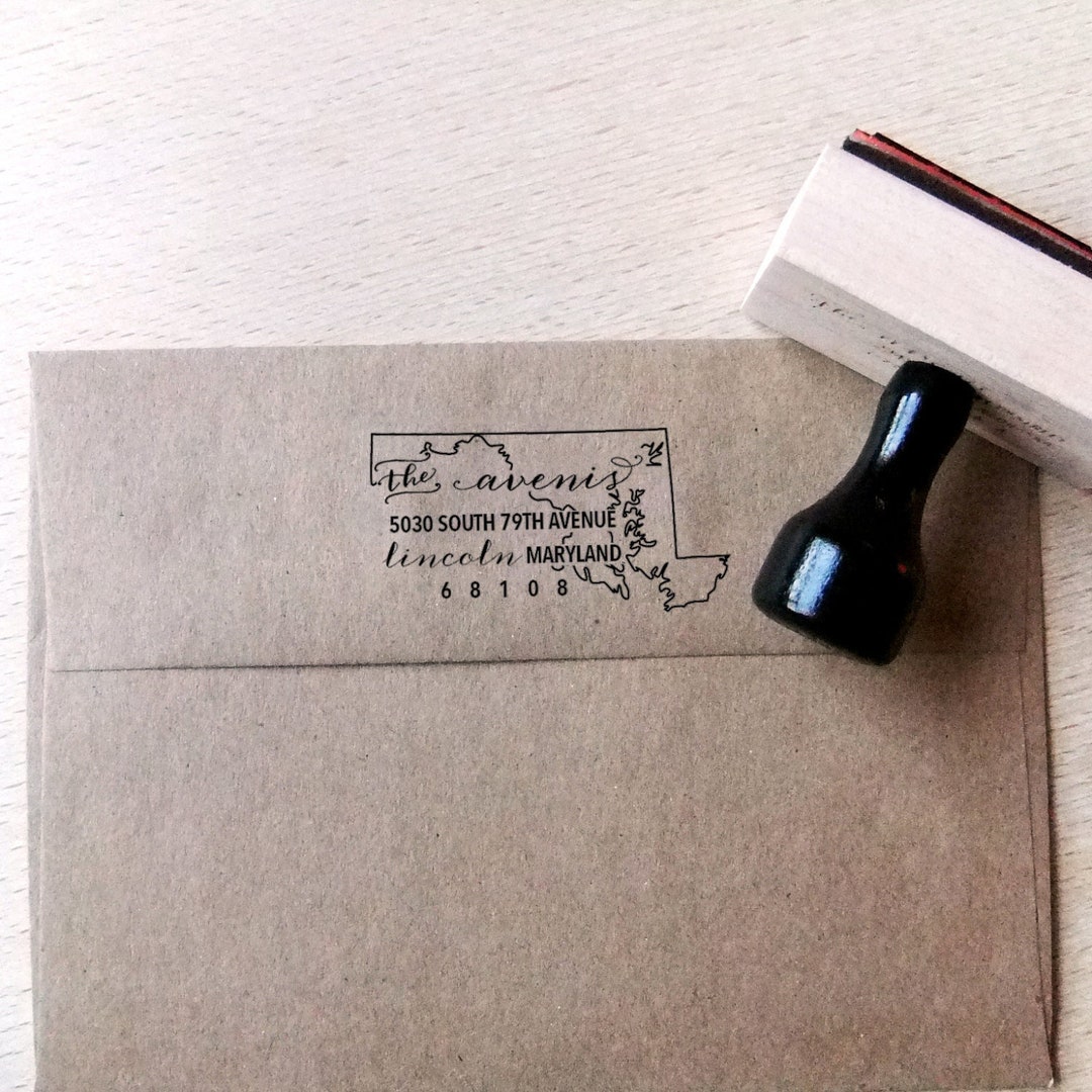 Maryland Address Stamp – Custom Return State Address Stamp - Wood ...