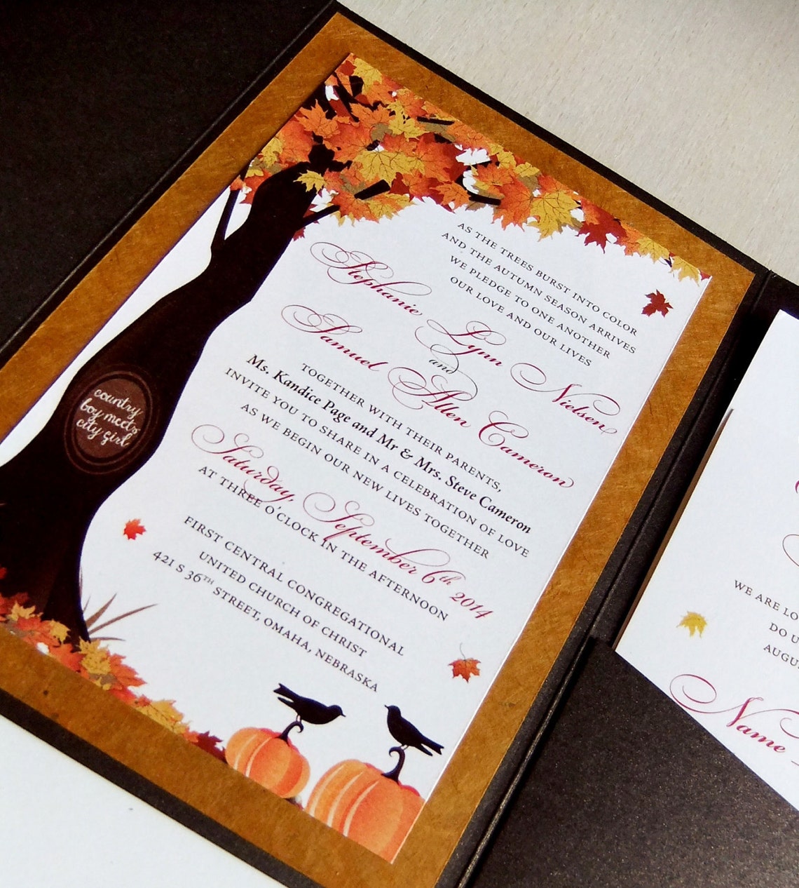 Fall Wedding Invitation Custom Printable PDF Leaves - Etsy