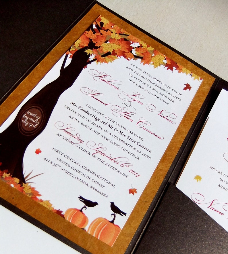 Fall Wedding Invitation Custom Printable PDF Leaves - Etsy