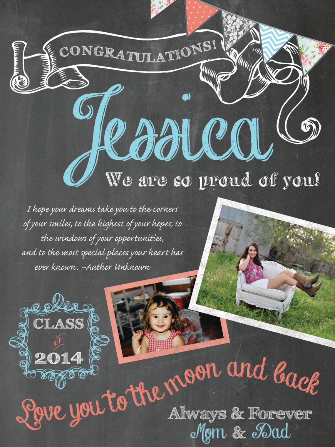Graduation Photo Chalkboard Poster Congratulations Poster | Etsy