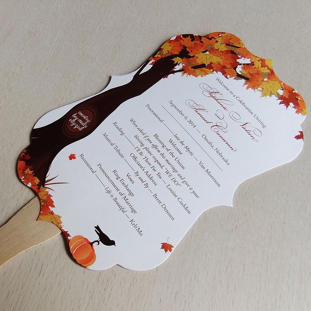 Wedding Program Fan -- Printable Fan Program Template PDF -- Fall ...