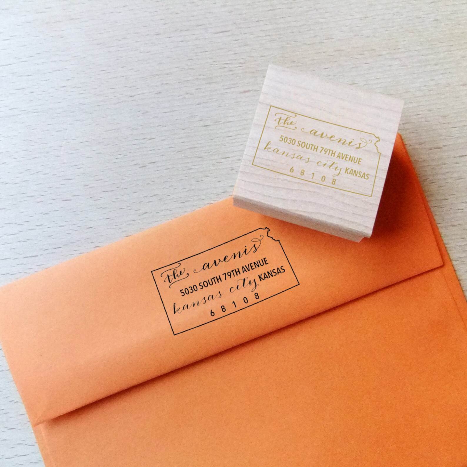 Kansas Address Stamp Custom Return State Address Stamp Wood - Etsy