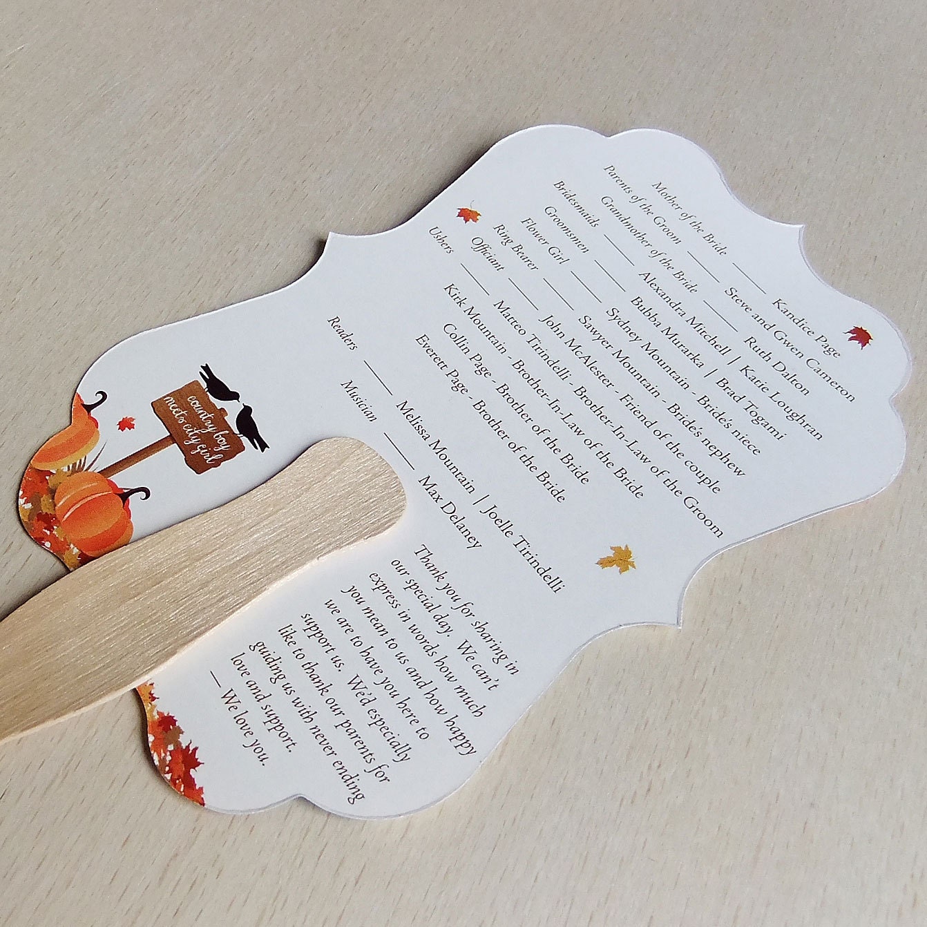 Wedding Program Fan Printable Fan Program Template PDF - Etsy