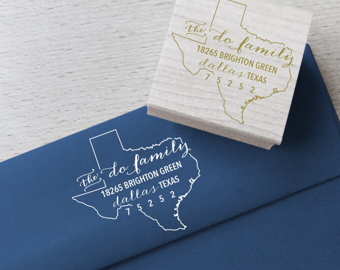 Texas Return Address Stamp Custom Wooden Handle Return Address Stamp ...