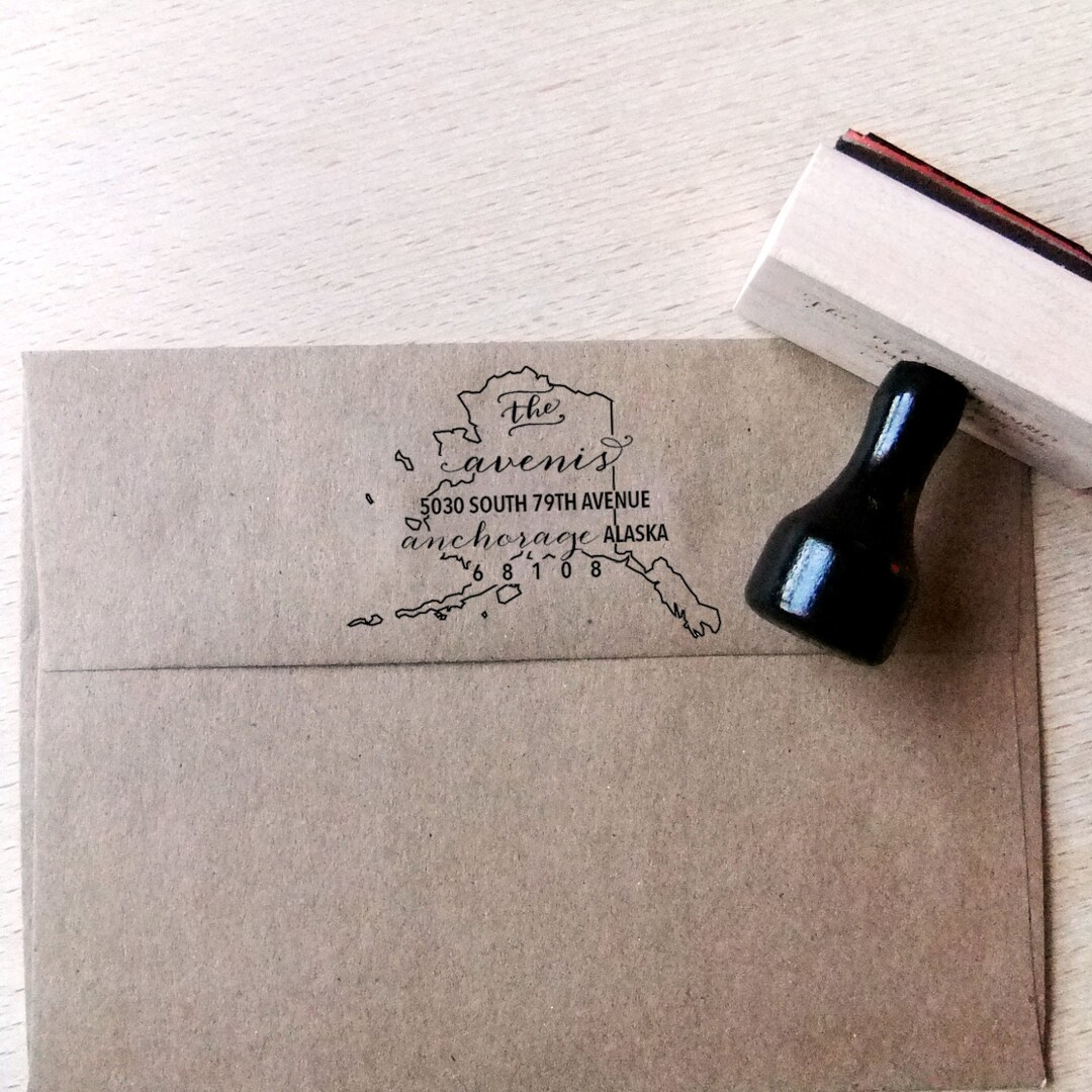 Alaska Address Stamp Custom Return State Address Stamp Wood - Etsy