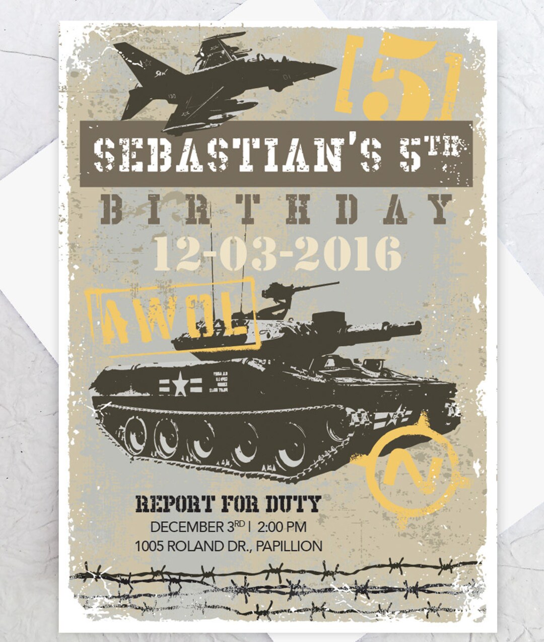 Army Birthday Party Invitation, Tank Invite, Boys Birthday, Camouflage ...